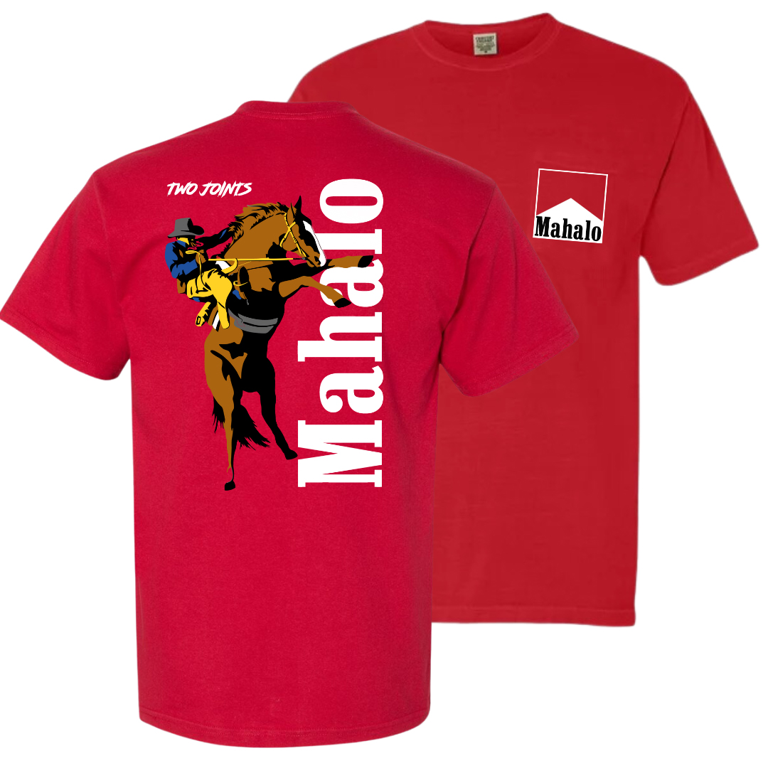 Mahalo Red Tee – Two Joints Surf Co.